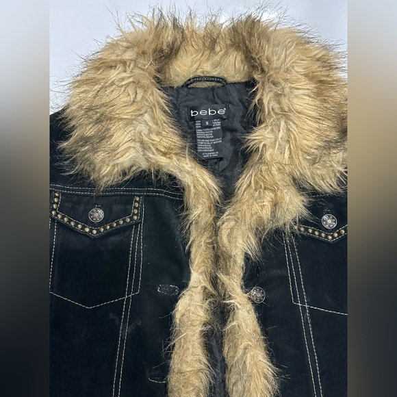 bebe | Jackets & Coats | Y2k Vintage Bebe 0 Leather Faux Fur Jacket ...